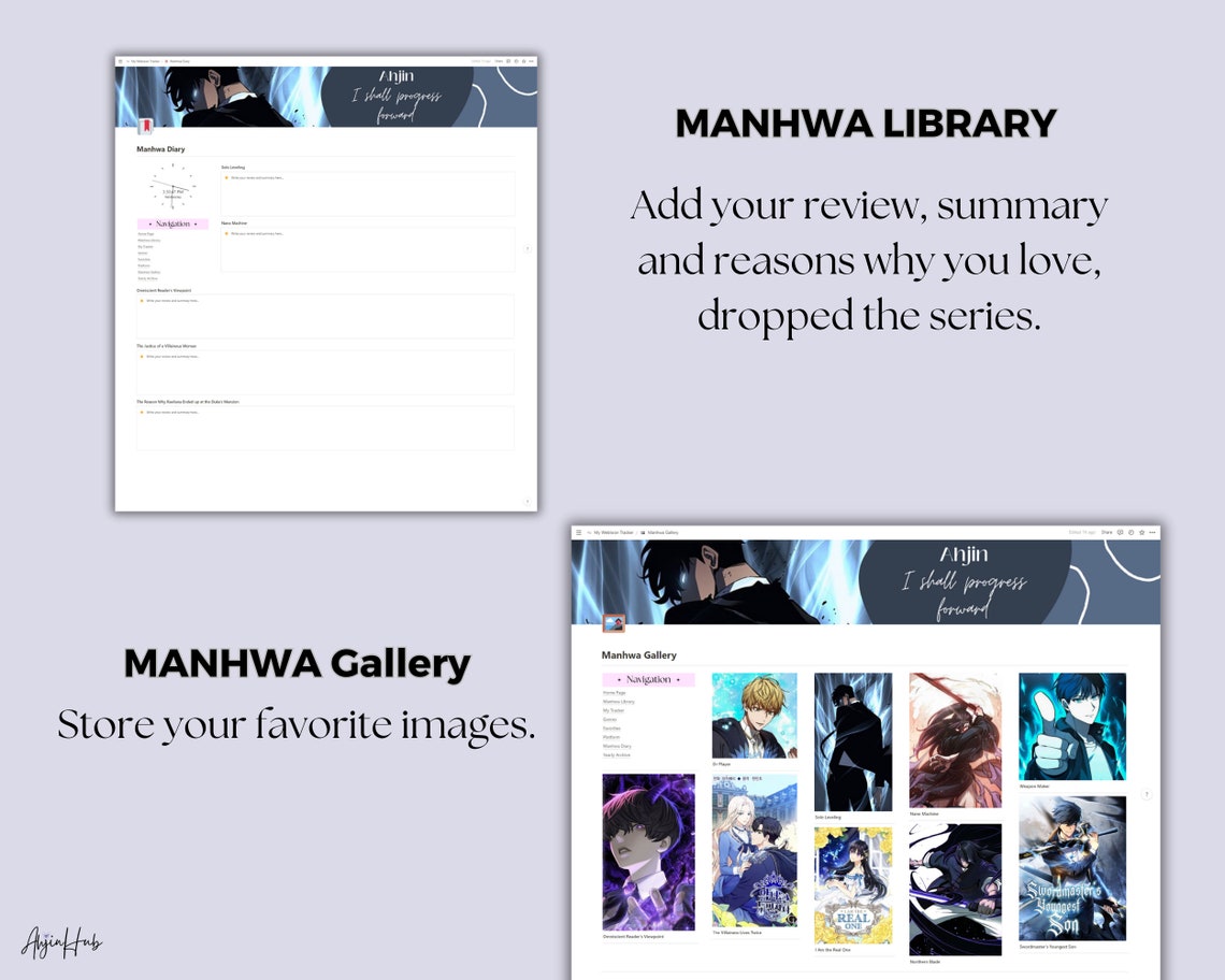 Notion Book Template PLR, Manhwa Notion Template, Notion Dashboard for ...