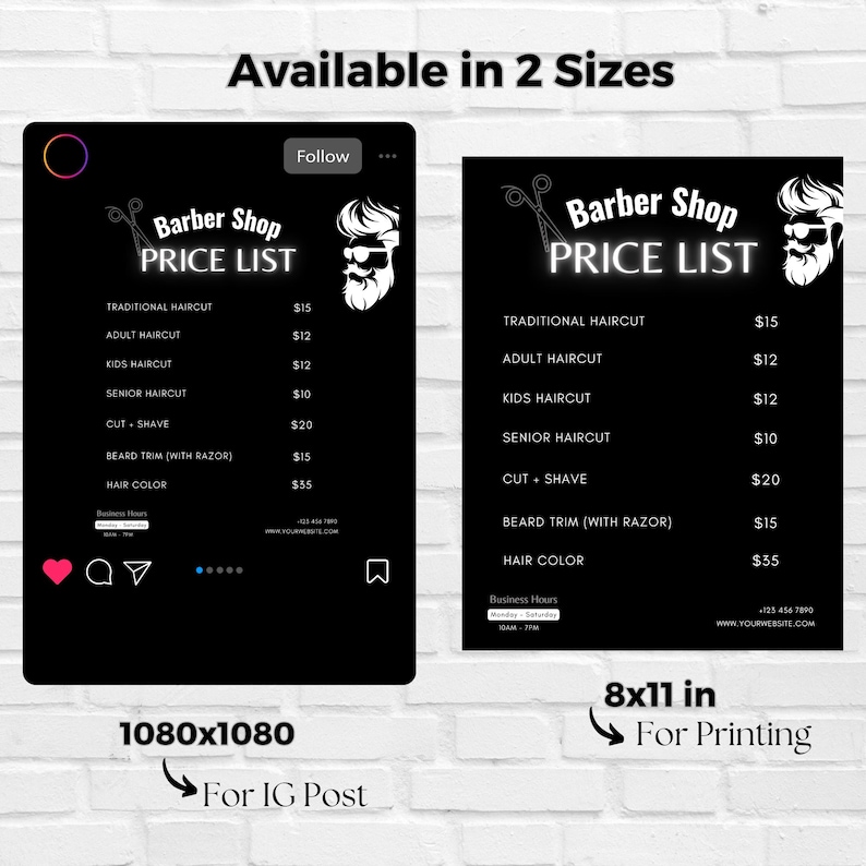 DIY Barber Shop Price List Template, Barber Shop Pricing Template ...