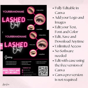 Lash Services Flyer, DIY Flyer Template Design, Lash Special Flyer ...