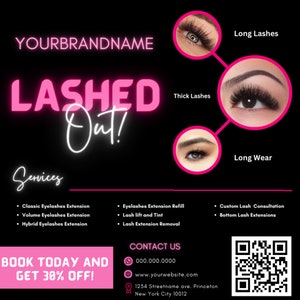 Lash Services Flyer, DIY Flyer Template Design, Lash Special Flyer ...