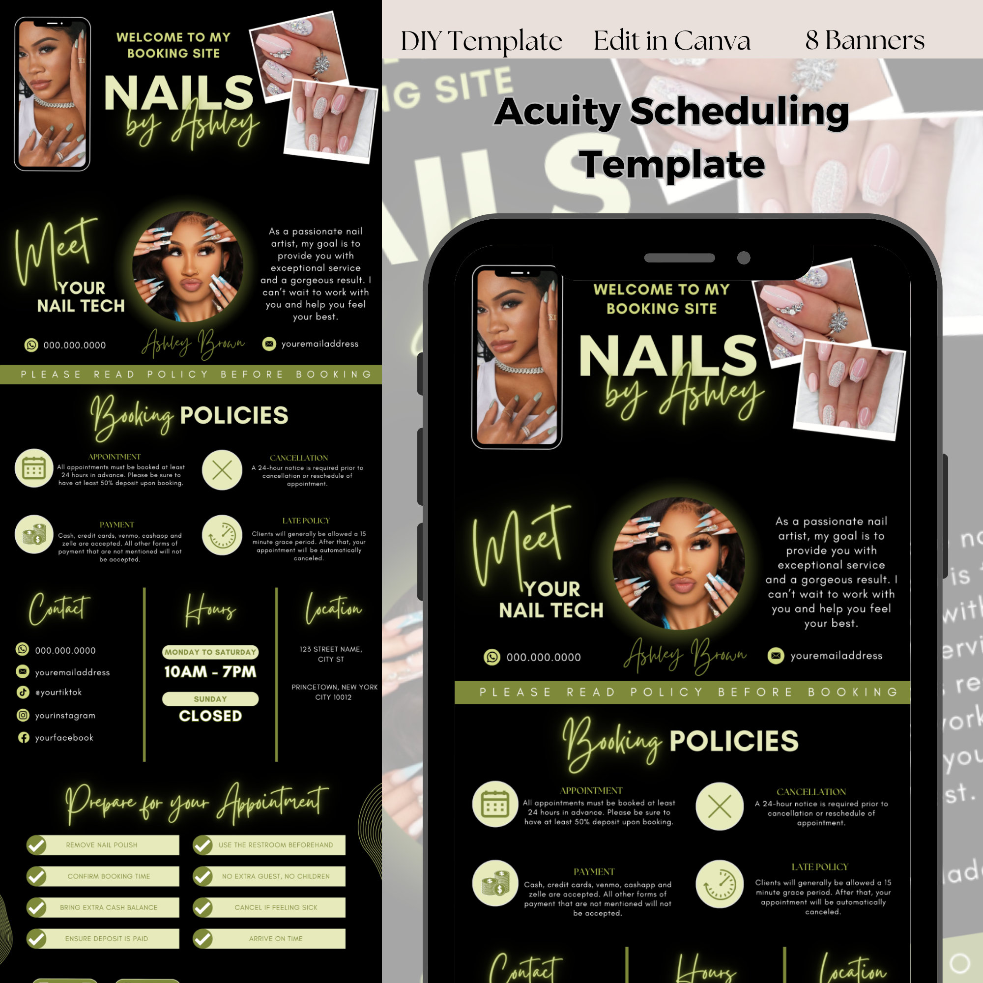 Acuity Scheduling Template Nail Tech, Esthetician Nail Booking Site ...