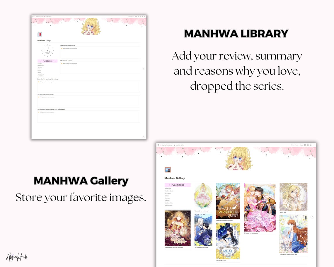 Manhwa Reading Notion Template, Notion Dashboard for Book Digital ...