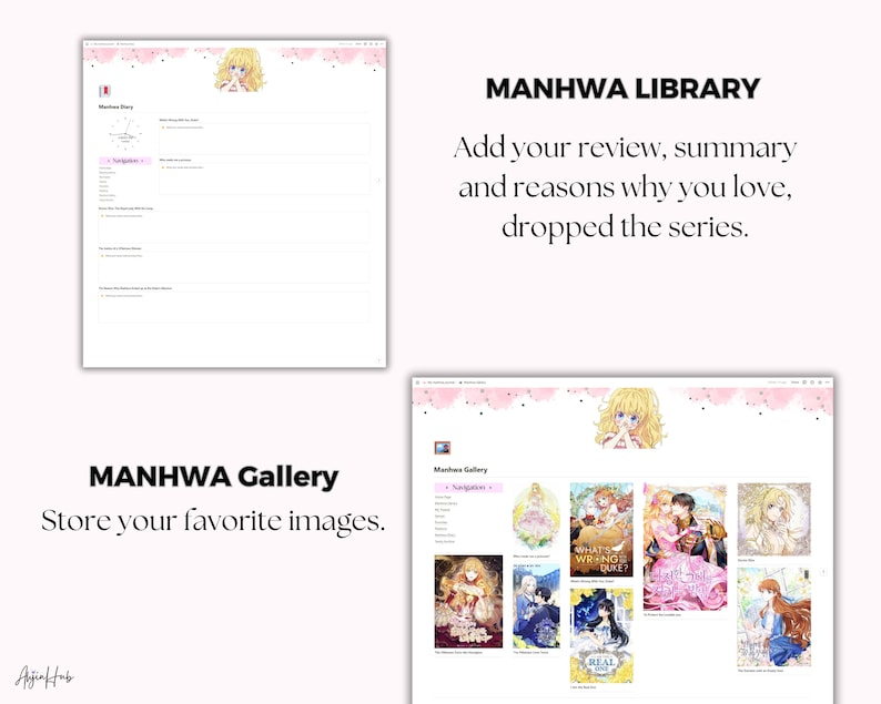 Manhwa Reading Notion Template, Notion Dashboard for Book Digital ...