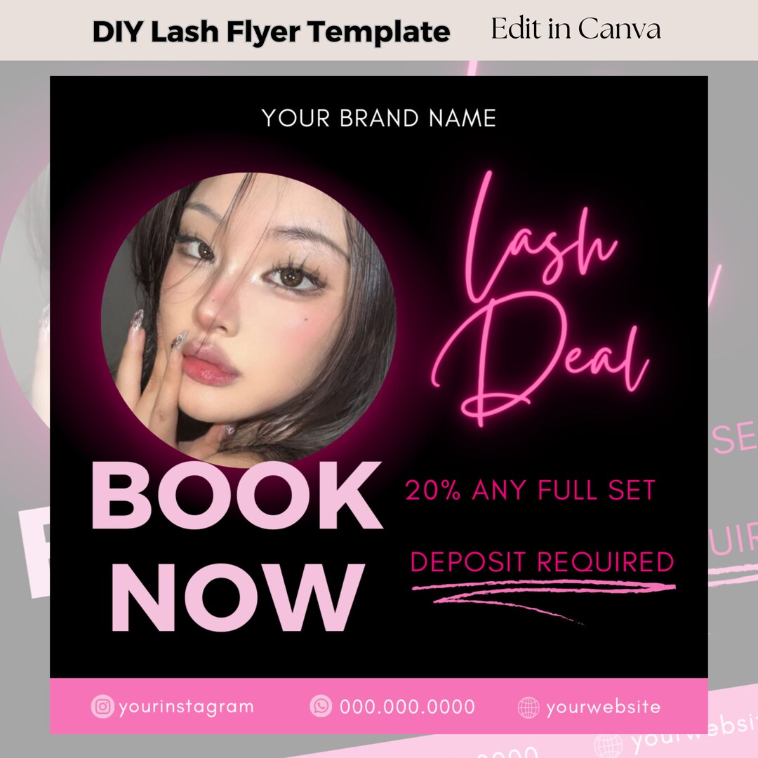 Lash Tech Flyer, Editable Book Now Flyer, Lash Deal Booking Flyer, Lash ...
