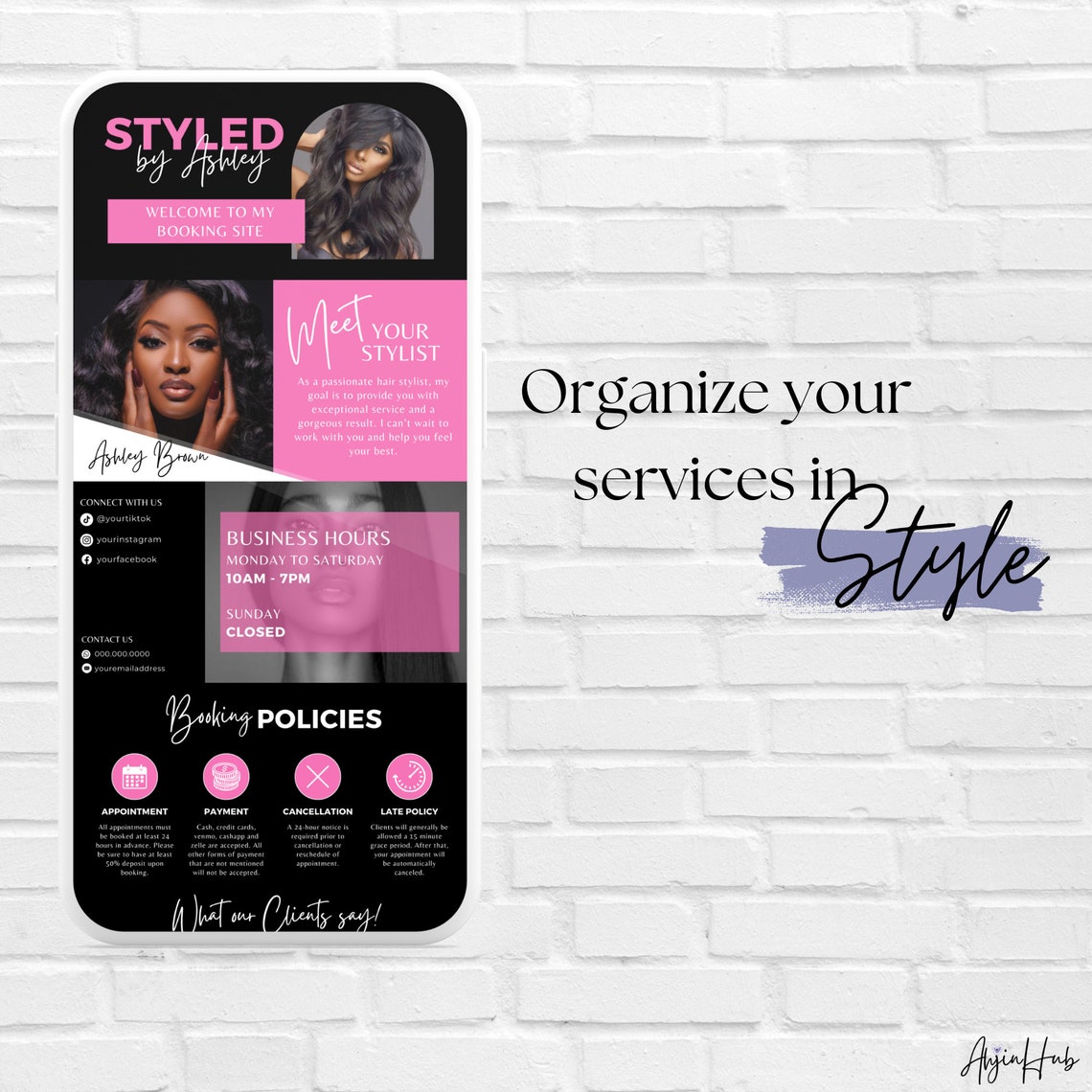 Hair Stylist Acuity Scheduling Template, Hairstylist Branding, Hair ...