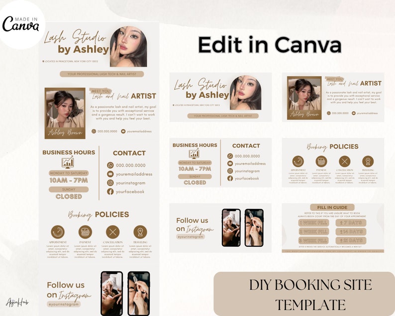 PLR Lash Tech Acuity Scheduling Template, Acuity Website for Lash Tech, Lash Tech Website Canva ...