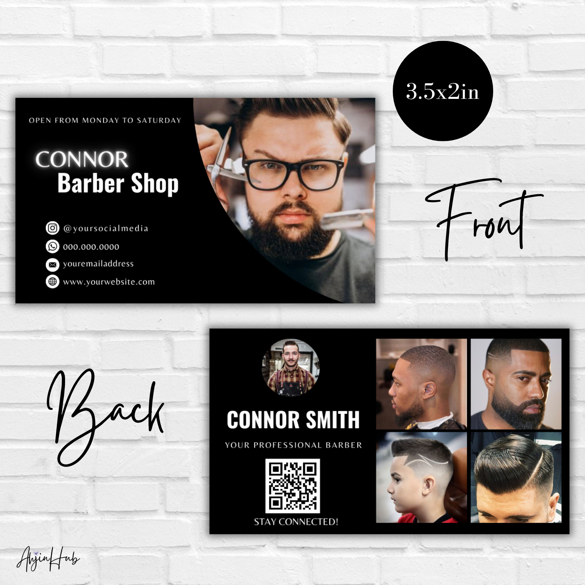 Business Card Template, Barber Business Card Design, Digital Business ...