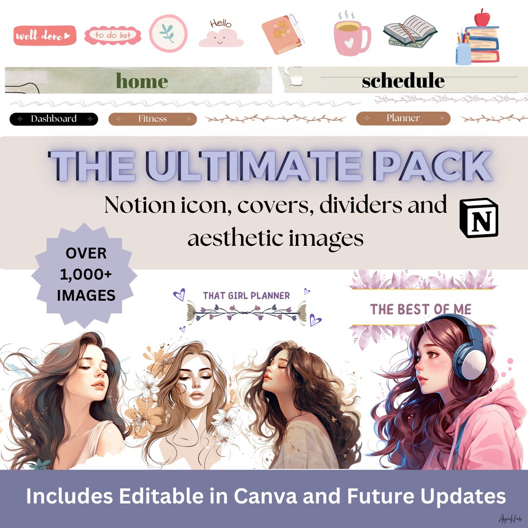 The Ultimate Pack Notion Covers Icon Dividers for Notion - Etsy