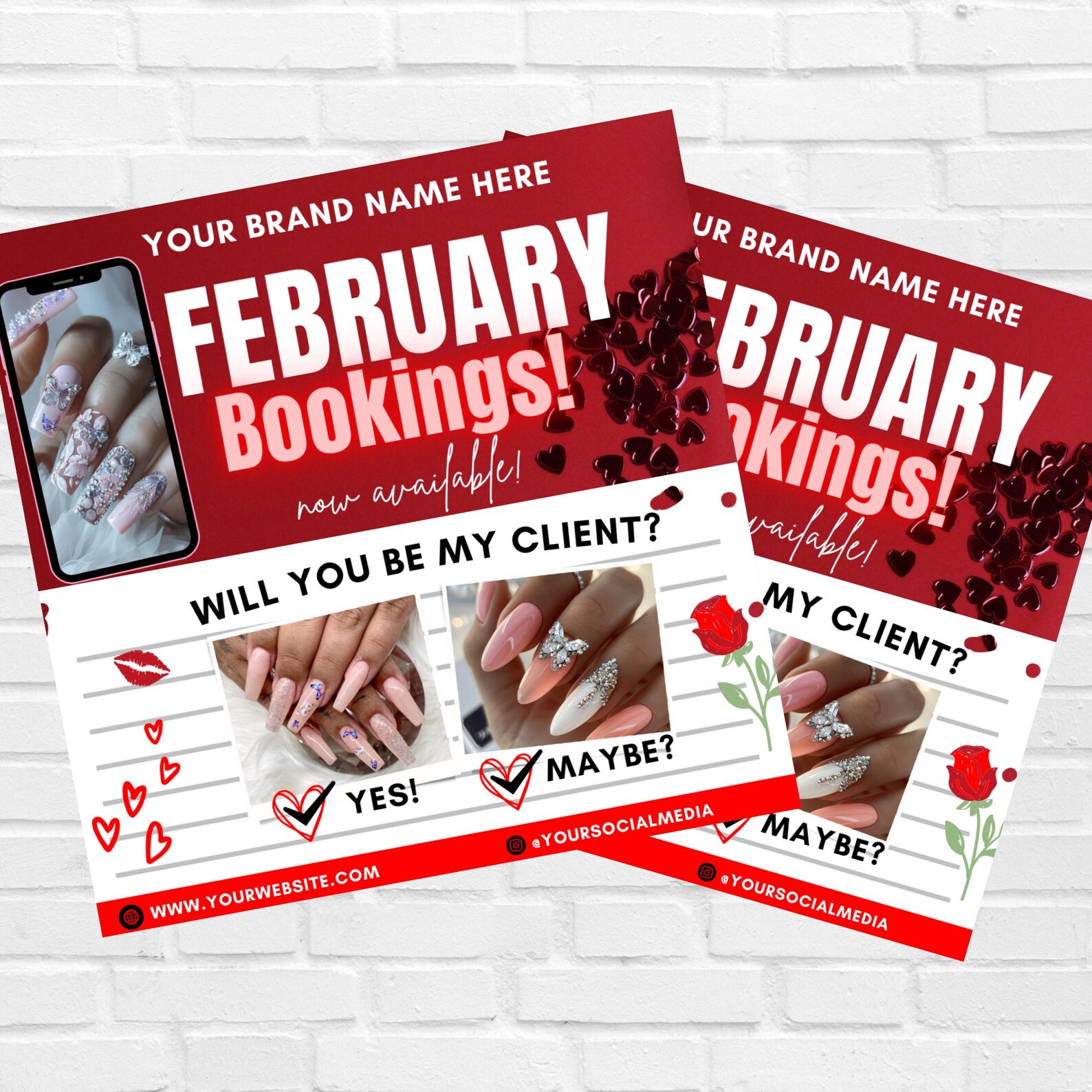 February Flyer Template, Valentines Book Now Flyer, DIY Nail Tech ...