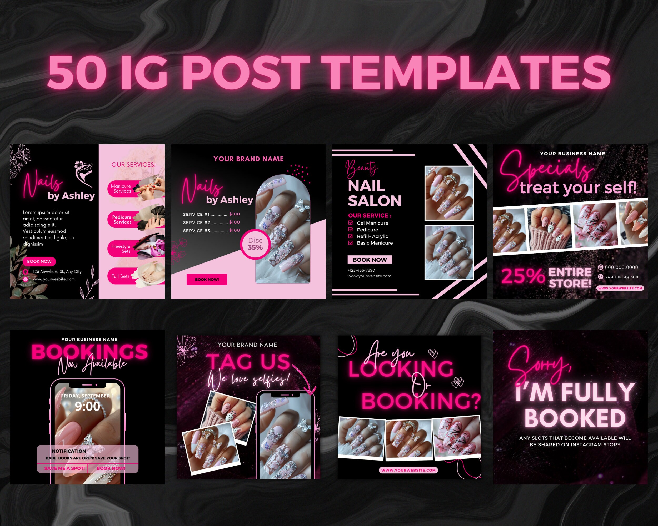 50 Nail Tech Instagram Template, Acuity Scheduling Template, Nail Tech ...
