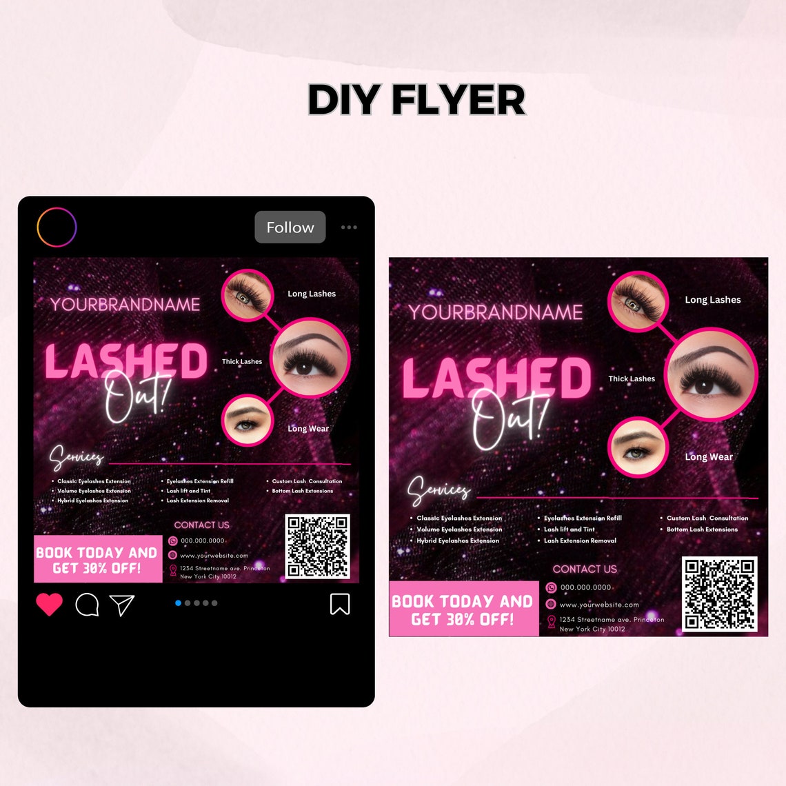 Lash Flyer Template, DIY Lashes Flyer Template Design, Lash Special ...