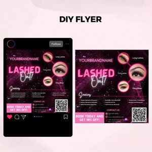 Lash Flyer Template, DIY Lashes Flyer Template Design, Lash Special ...