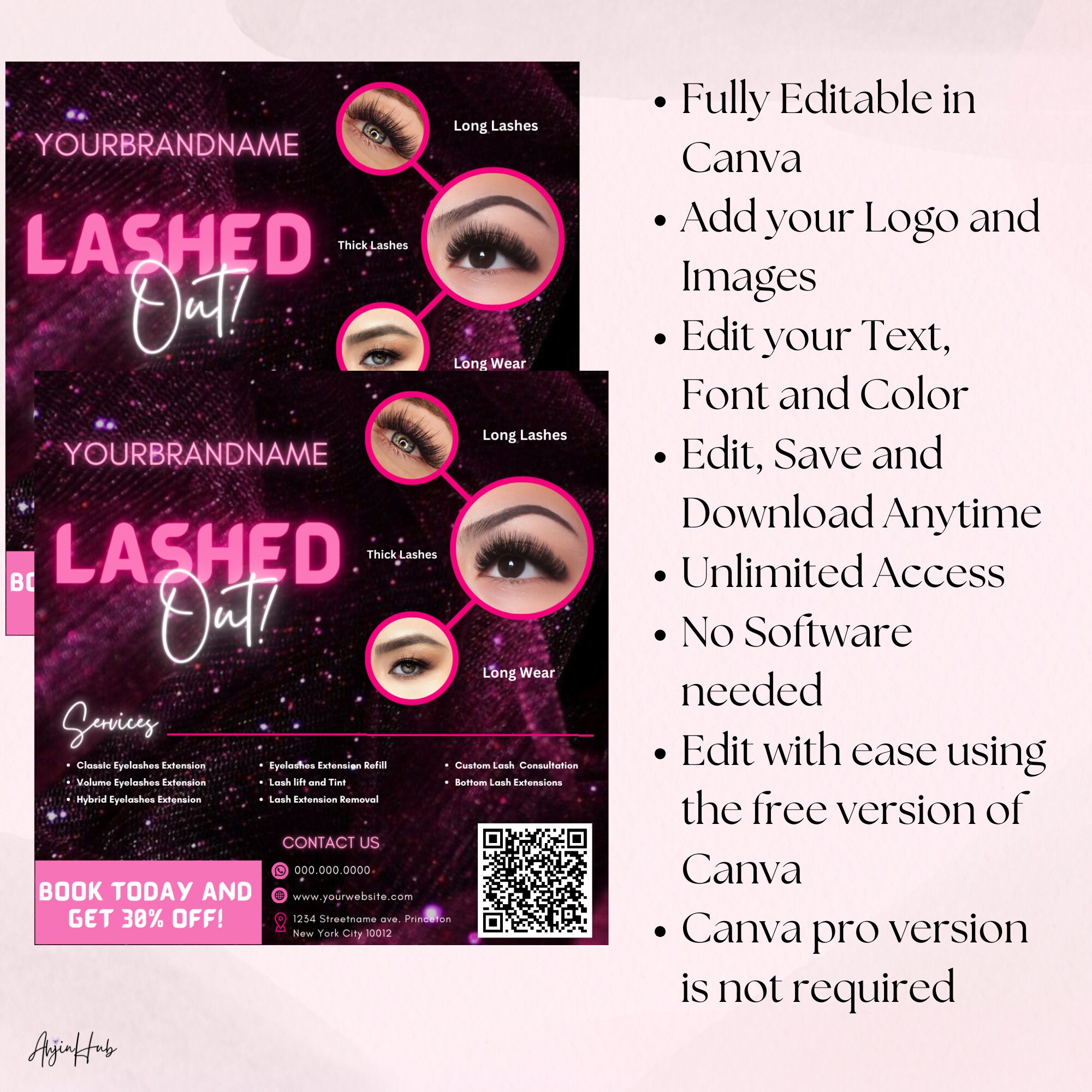 Lash Flyer Template, DIY Lashes Flyer Template Design, Lash Special ...