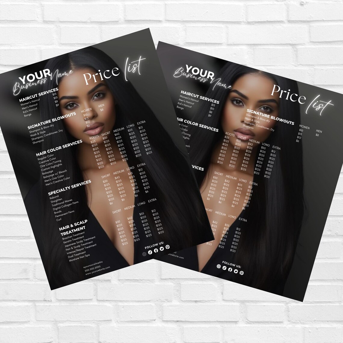 Hair Pricing Template, Editable Hair Stylist Price List Template ...