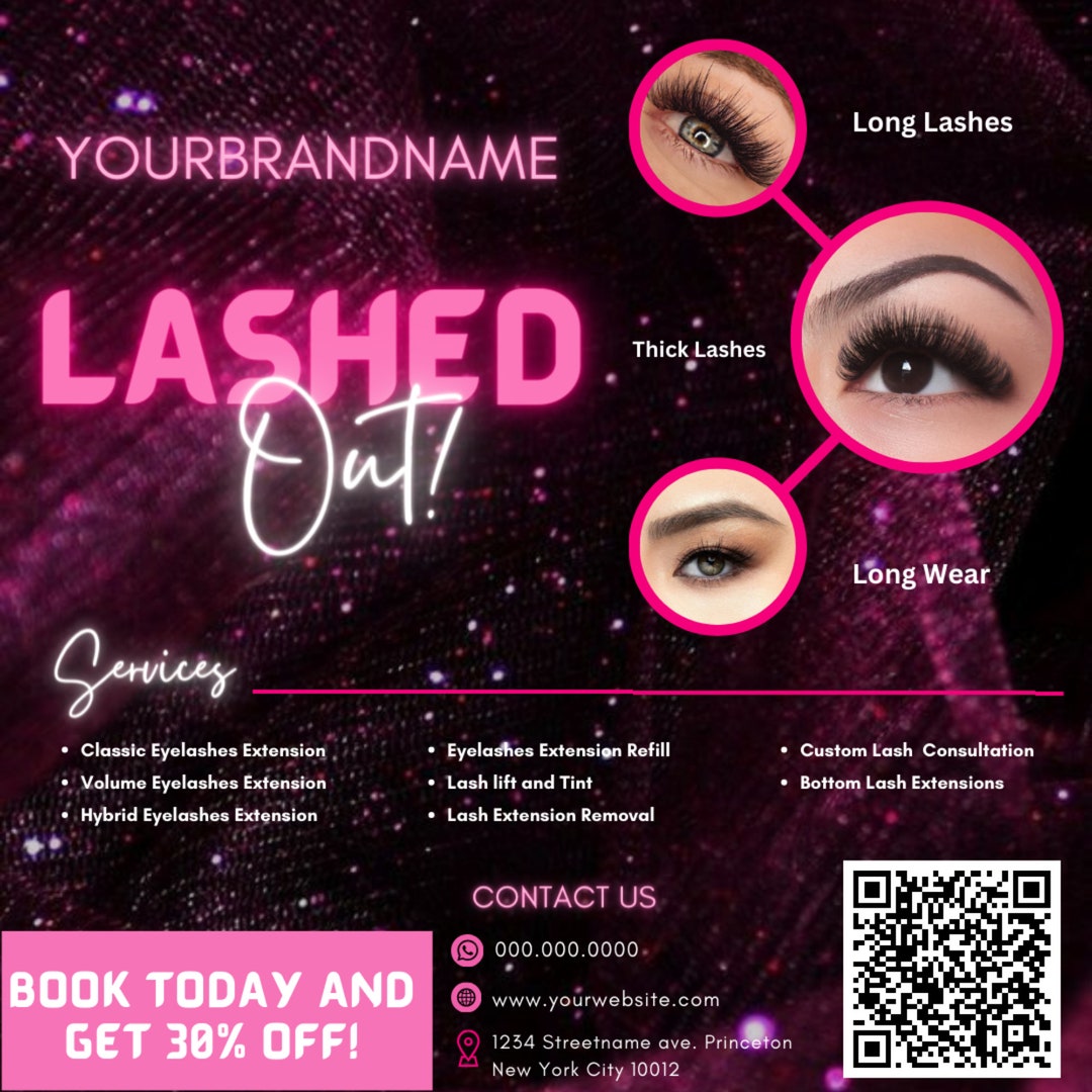 Lash Flyer Template, DIY Lashes Flyer Template Design, Lash Special ...