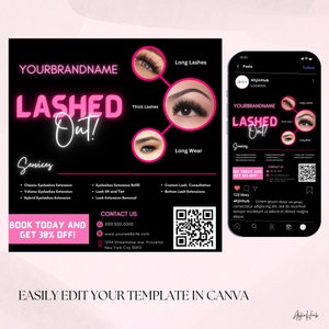 Lash Services Flyer, DIY Flyer Template Design, Lash Special Flyer ...