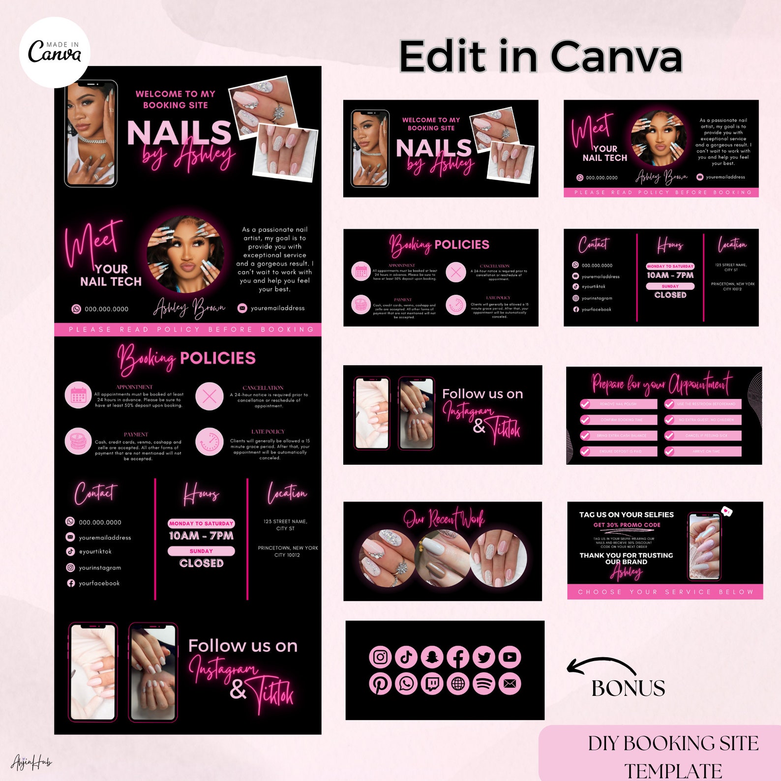 Acuity Scheduling Template, Nail Tech Booking Site, DIY Nails Business ...