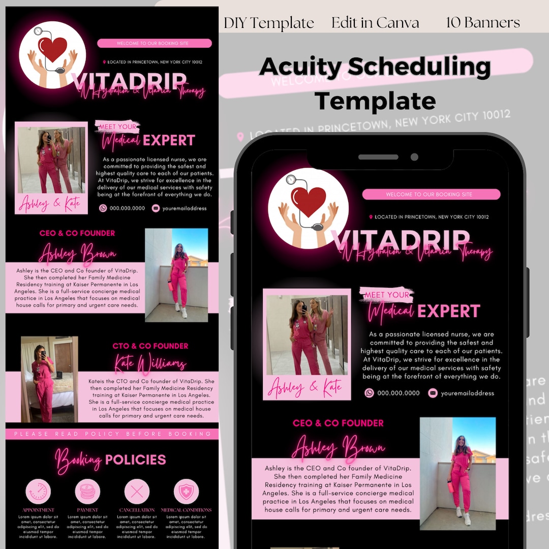 IV Hydration Acuity Scheduling Template, IV Therapy Booking Site, DIY ...