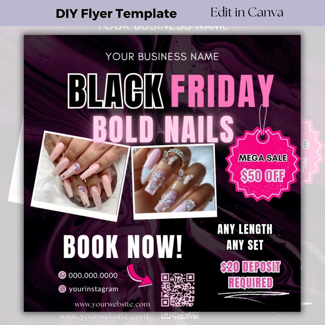 Nail Deal Flyer Template, November Booking Flyer, Nail Black Friday ...