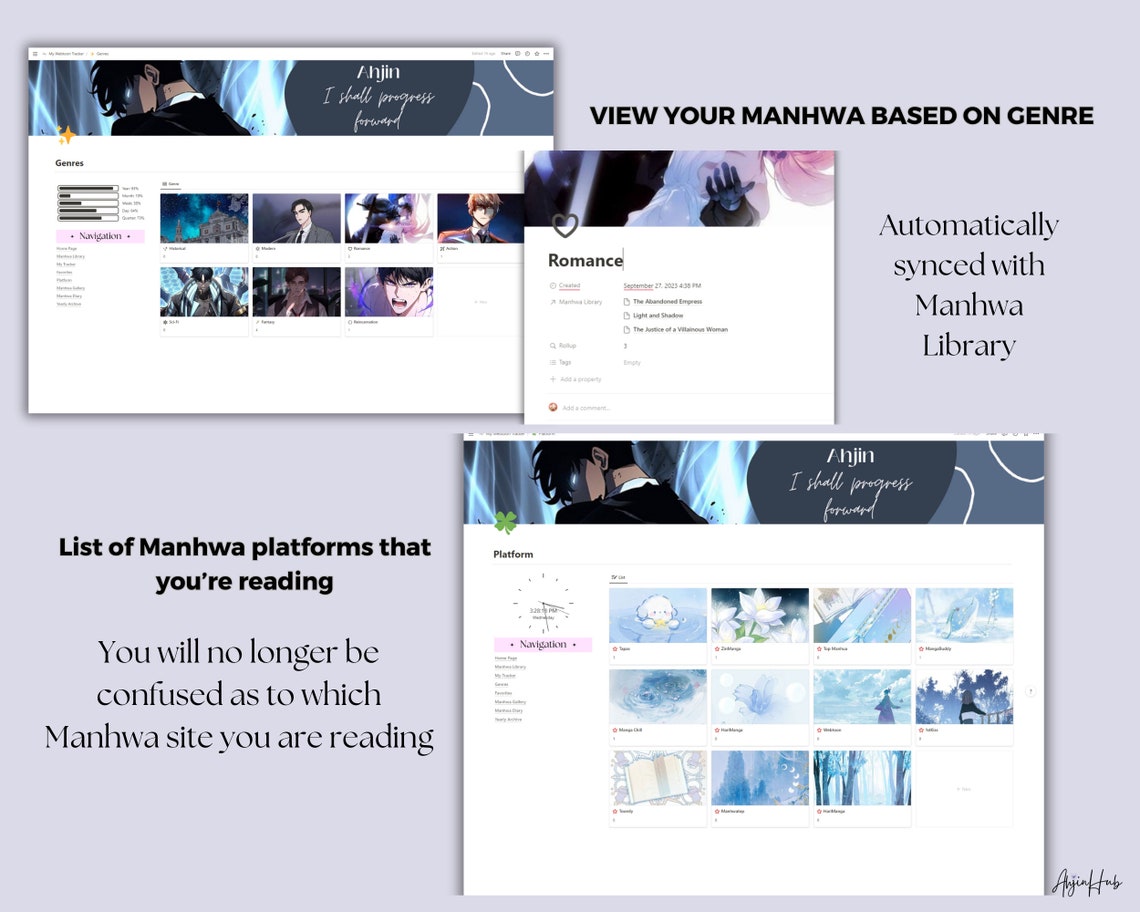 Notion Book Template PLR, Manhwa Notion Template, Notion Dashboard for ...