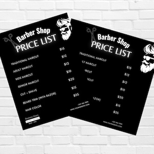 DIY Barber Shop Price List Template, Barber Shop Pricing Template ...