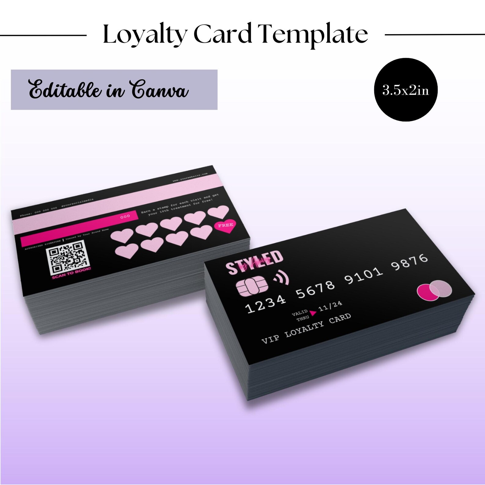 Loyalty Card Template, Credit Card Style Template, Customer Reward Card ...