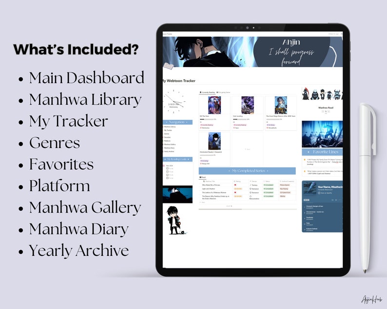 Notion Book Template PLR, Manhwa Notion Template, Notion Dashboard for ...