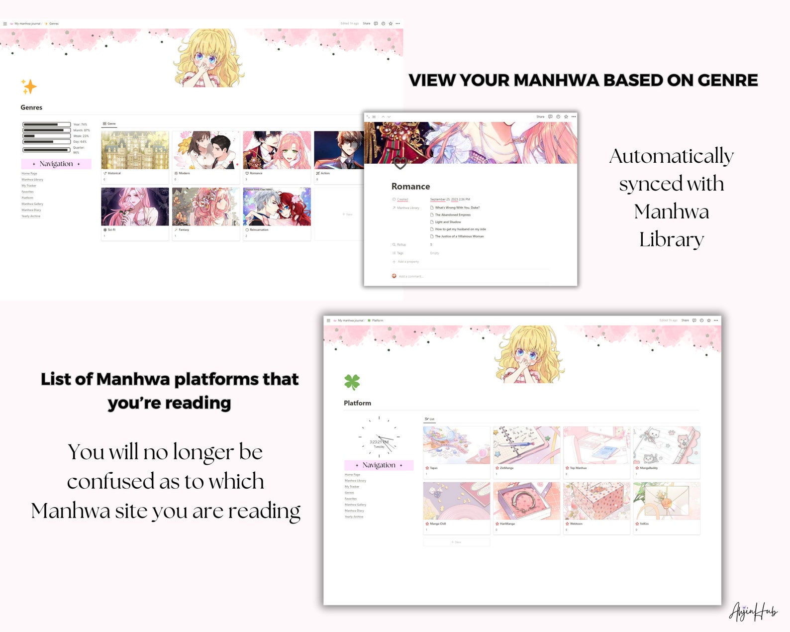Manhwa Reading Notion Template, Notion Dashboard for Book Digital ...