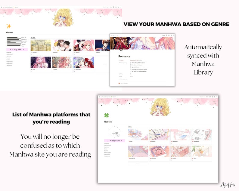 Manhwa Reading Notion Template, Notion Dashboard for Book Digital ...
