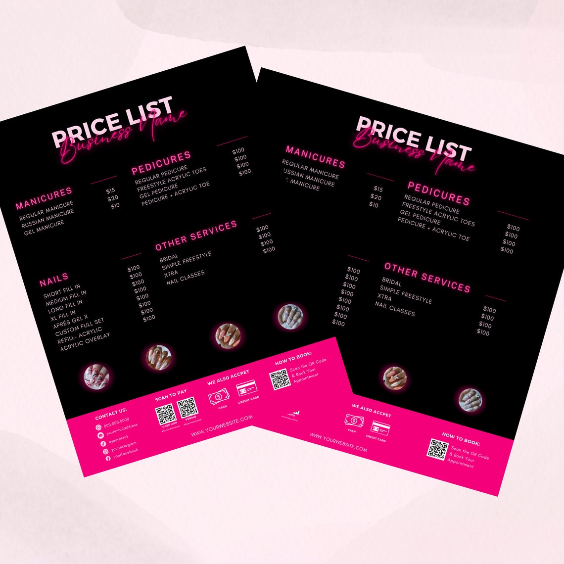 DIY Nail Price List Template, Nails Pricing Template, Editable Nail Tech Pricing Guide Sheet ...