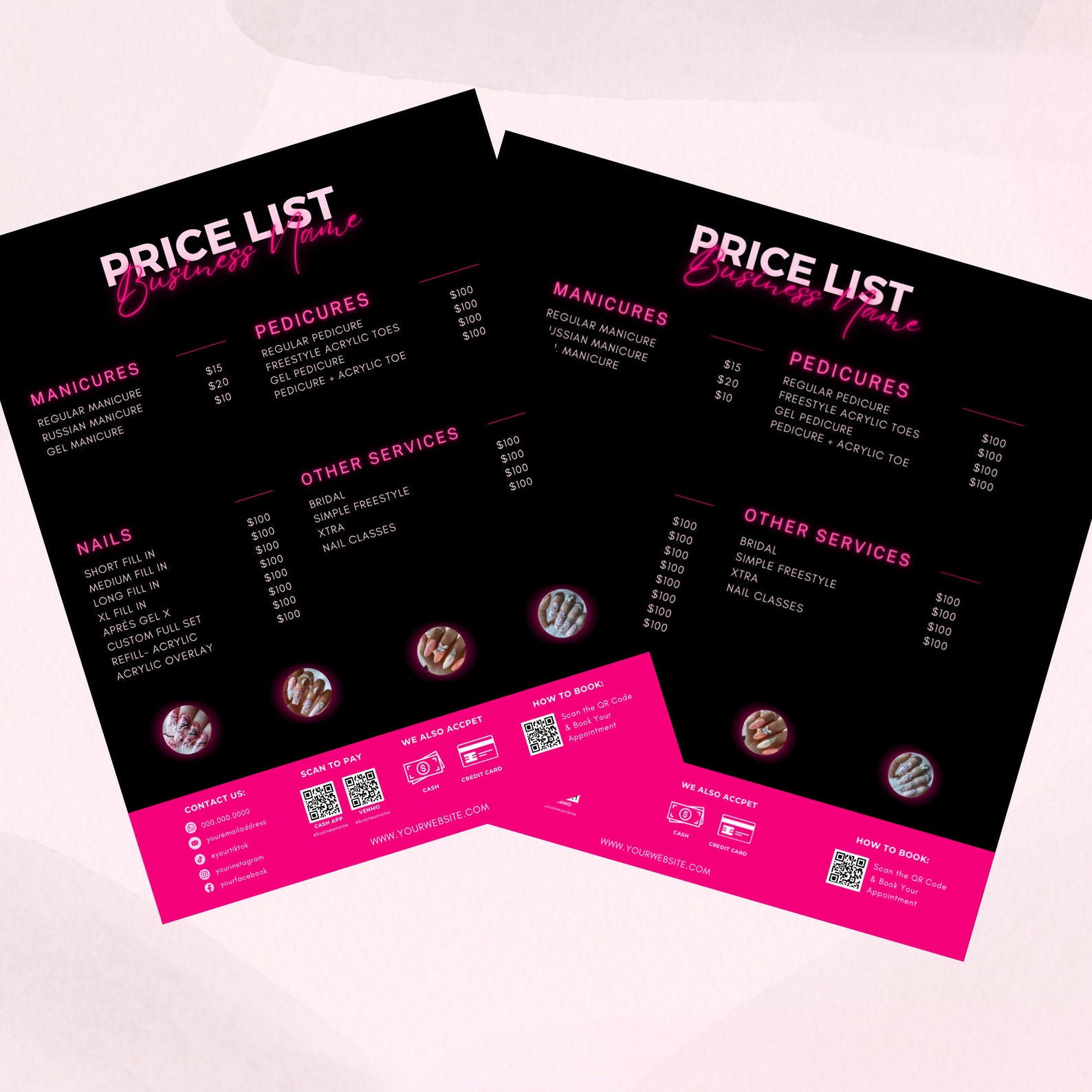 DIY Nail Price List Template, Nails Pricing Template, Editable Nail ...