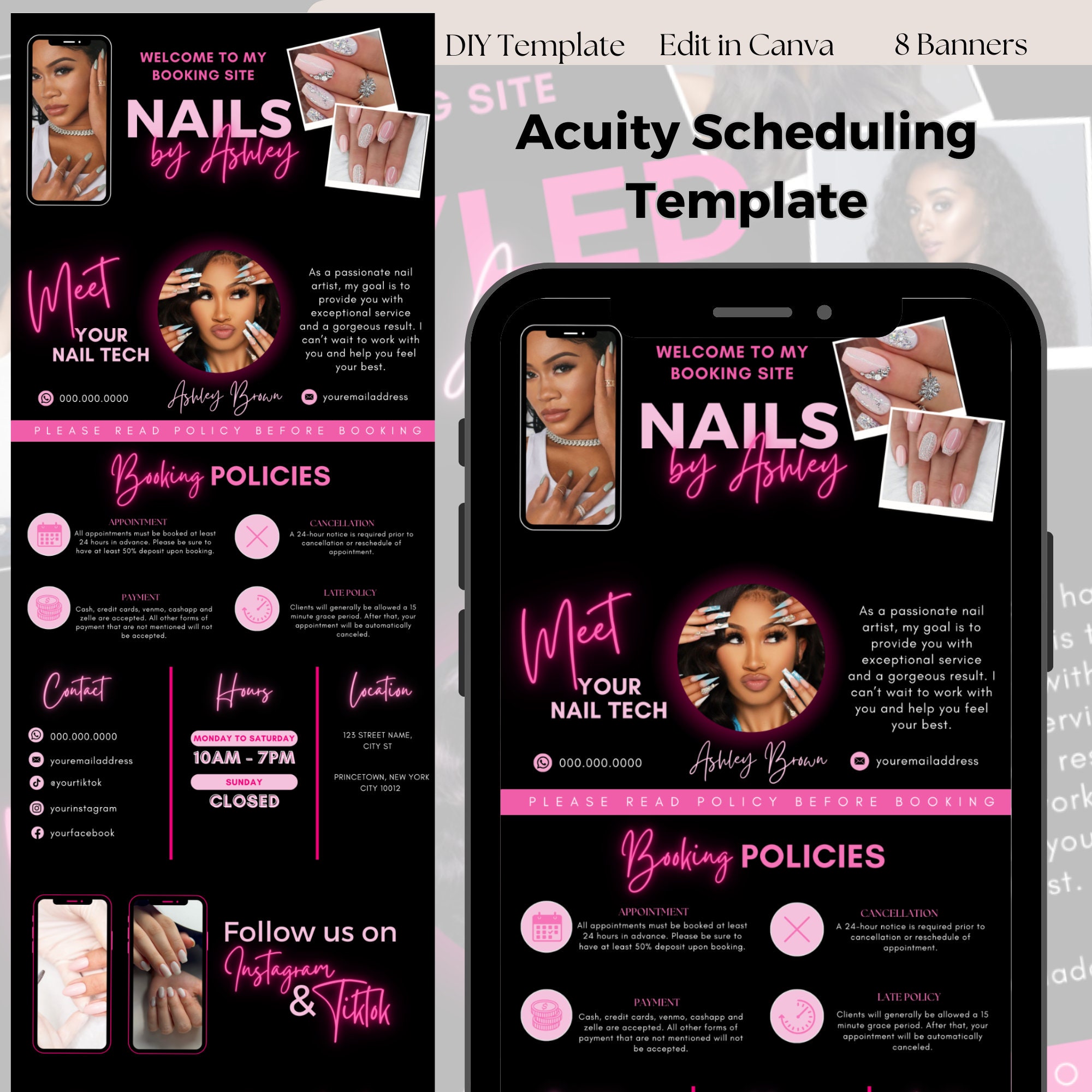 Acuity Scheduling Template, Nail Tech Booking Site, DIY Nails Business ...