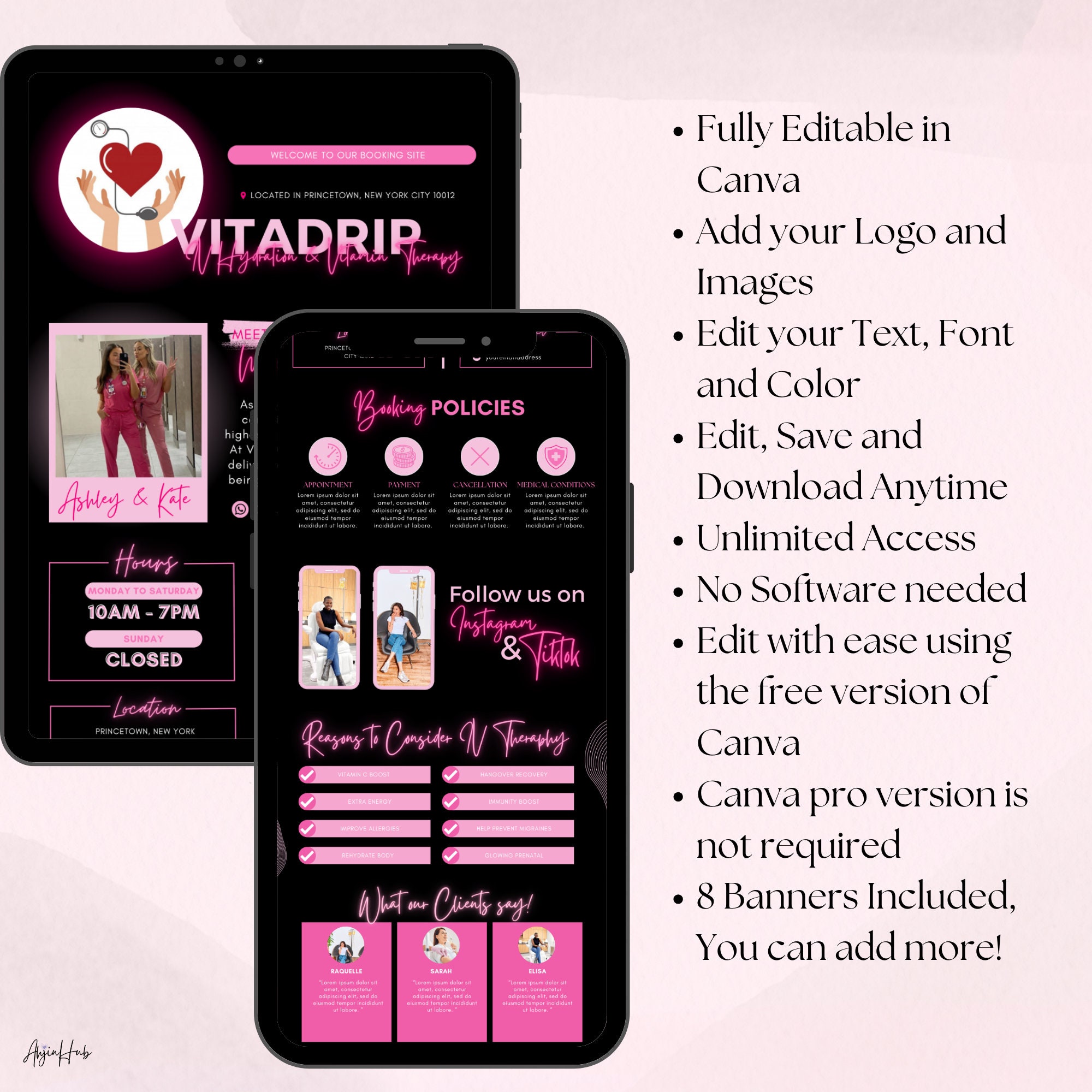 IV Therapy Acuity Scheduling Template, IV Hydration Booking Site, DIY ...