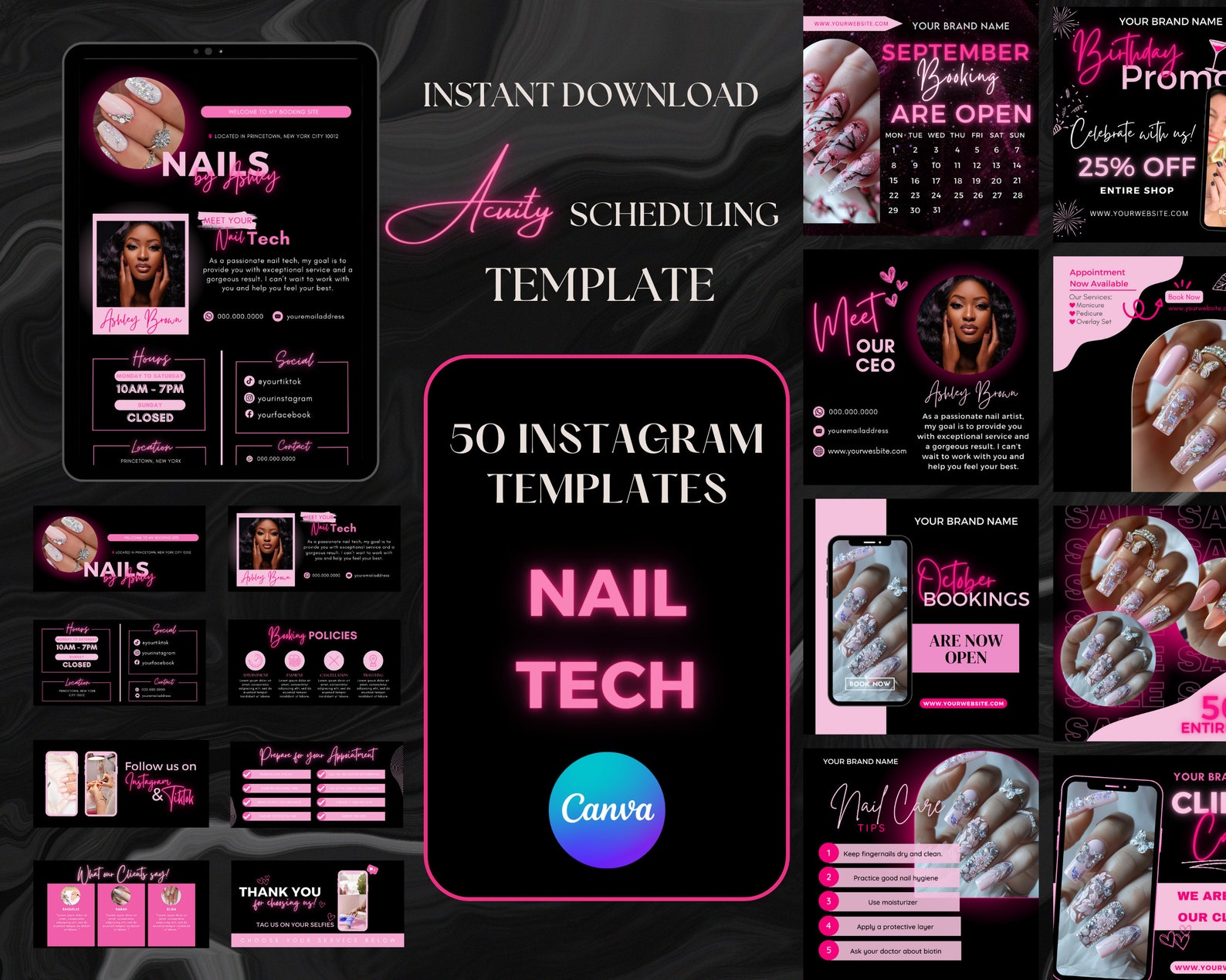 Acuity Scheduling Template, Nail Tech Booking Site, 50 Nail Tech ...