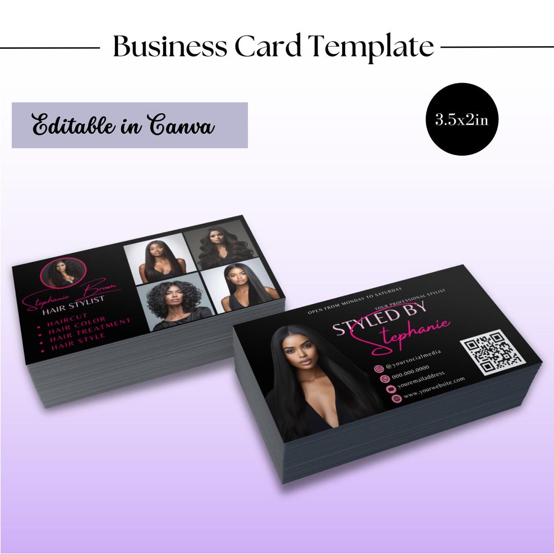 Hair Stylist Business Card Template, Hair Salon Card Template, DIY ...