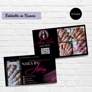 Nail Tech Business Card Template, Nail Technician Instagram Card, DIY ...