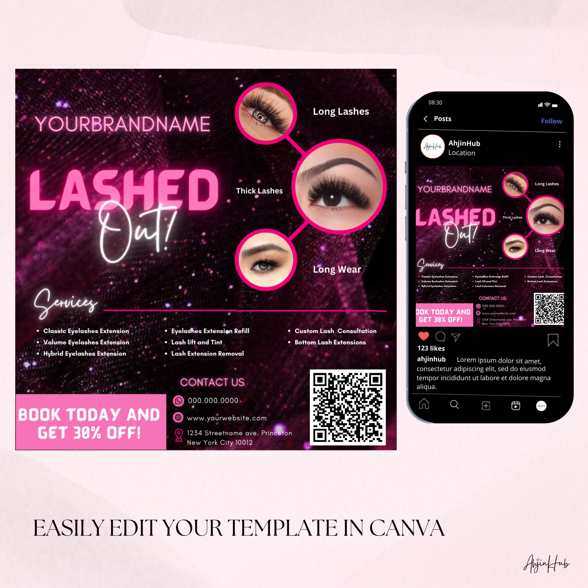 Lash Flyer Template, DIY Lashes Flyer Template Design, Lash Special ...