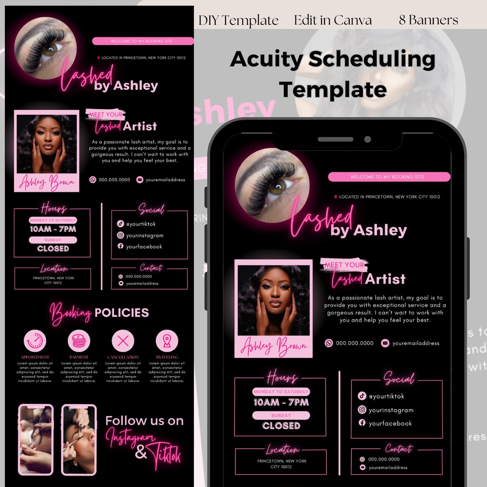 Lash Tech Acuity Scheduling Template, Lashes Booking Site, DIY Lash ...