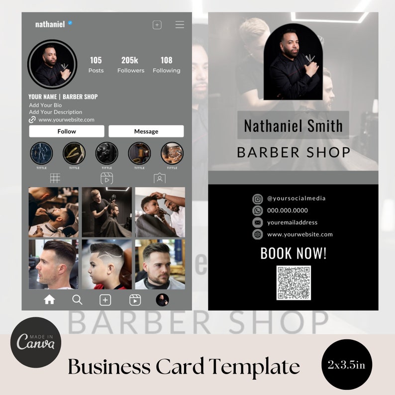 Business Card Template, Barber Business Card Design, Digital Business ...