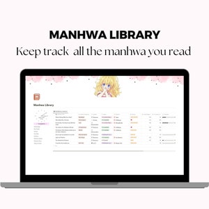 Manhwa Reading Notion Template, Notion Dashboard for Book Digital ...