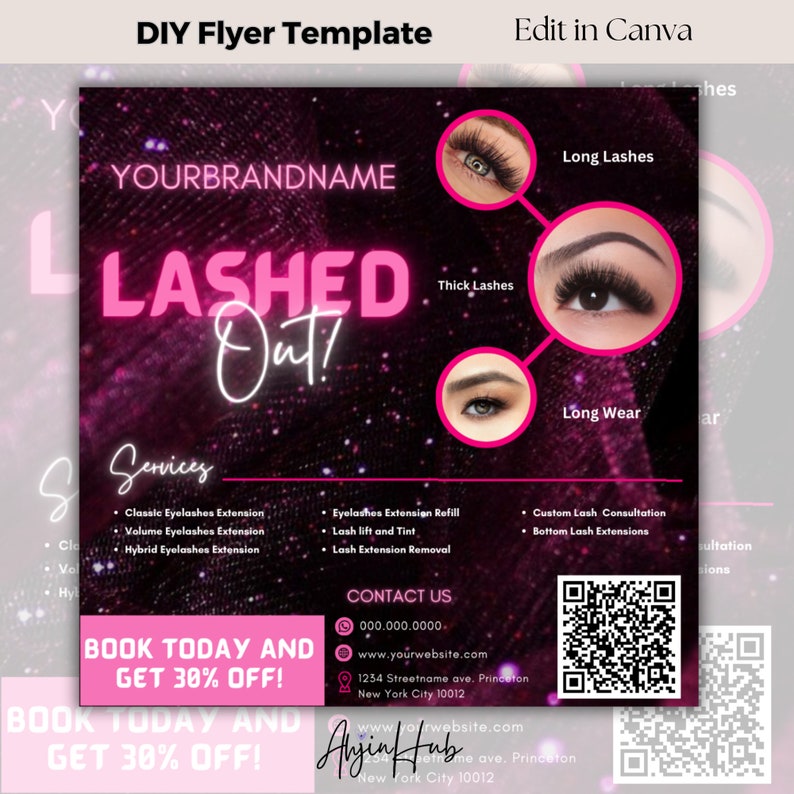 Lash Flyer Template, DIY Lashes Flyer Template Design, Lash Special ...