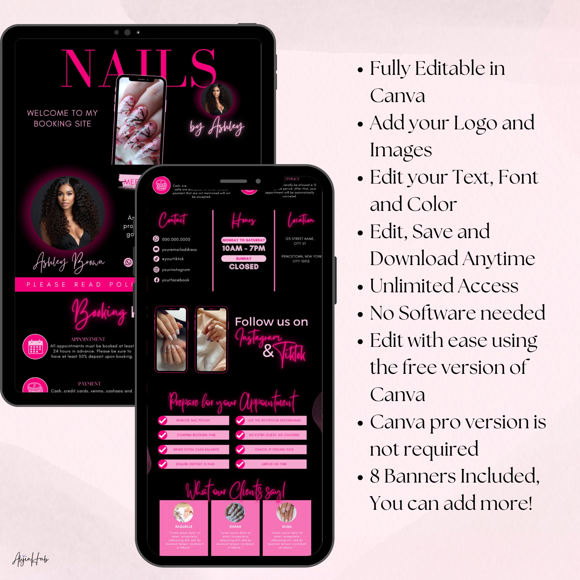 Acuity Scheduling Template Nail Tech, Booking Site Template for Nail ...