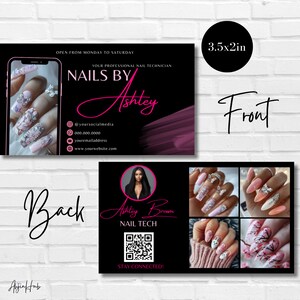 Nail Tech Business Card Template, Nail Technician Instagram Card, DIY ...
