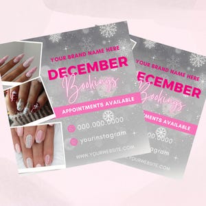 December Flyer Template, Christmas Book Now Flyer, Nail Tech Social ...