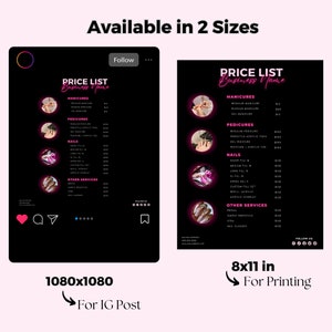 DIY Nail Price List Template, Nails Pricing Template, Editable Nail ...