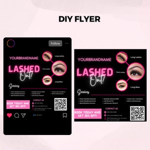Lash Services Flyer, DIY Flyer Template Design, Lash Special Flyer ...