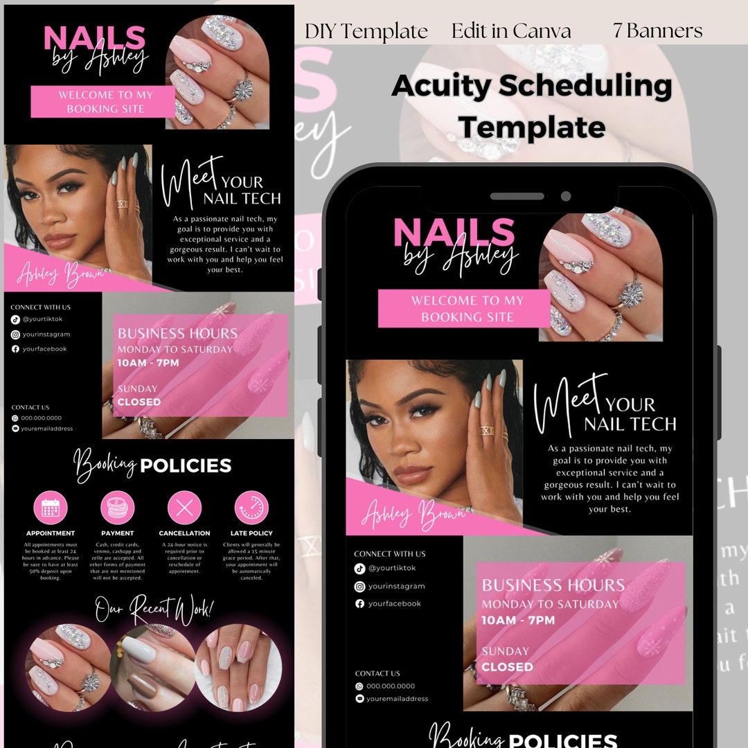 Nail Tech Acuity Scheduling Template, Nail Tech Branding, Hairstylist ...