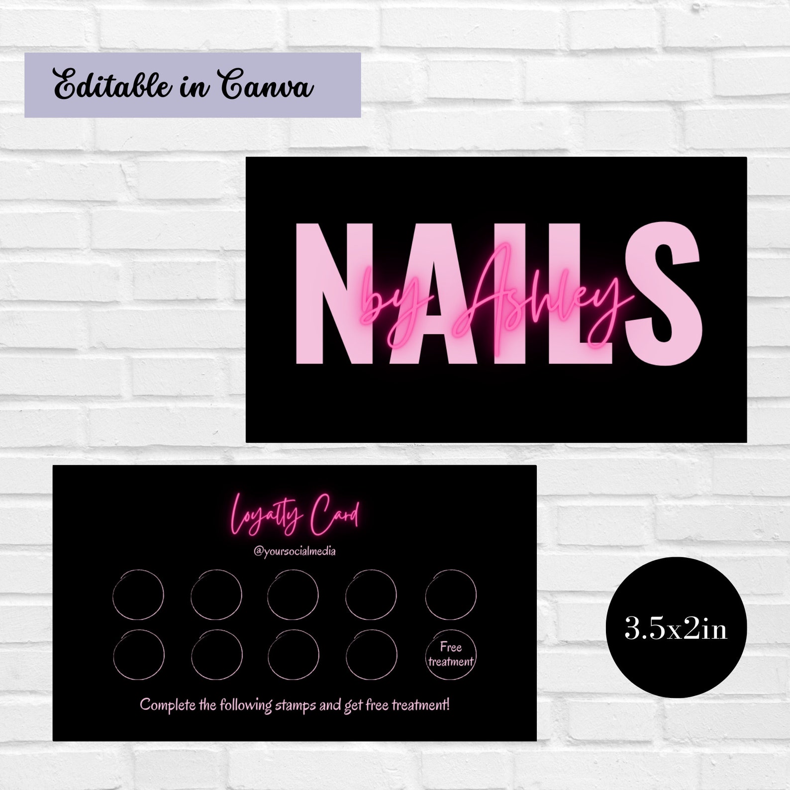 Loyalty Business Card Template, Nail Tech Customer Reward Card, DIY ...