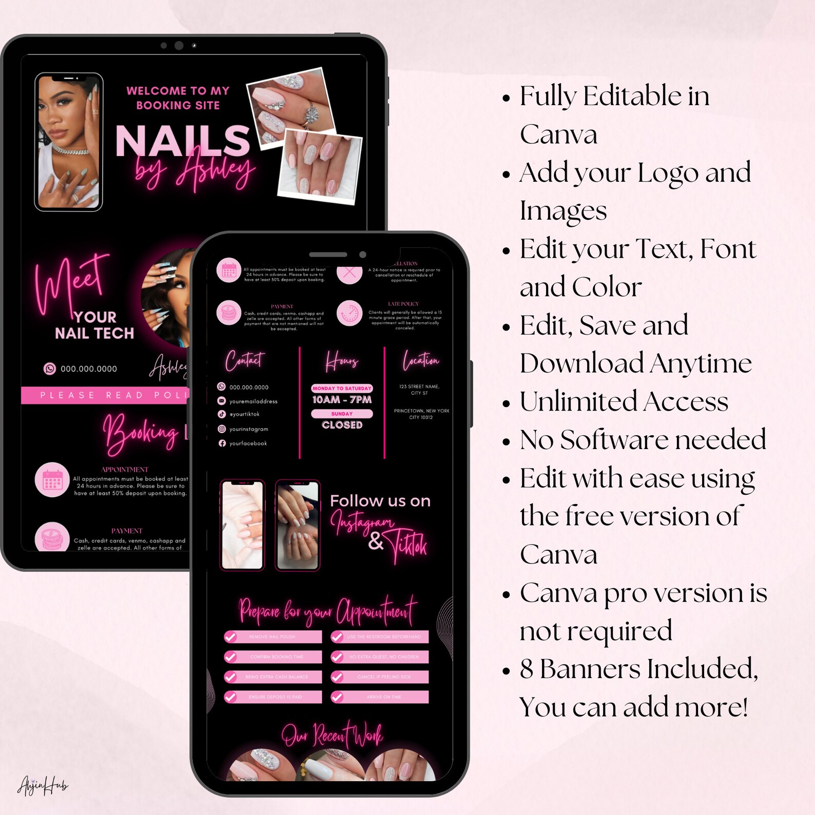 Acuity Scheduling Template, Nail Tech Booking Site, DIY Nails Business ...