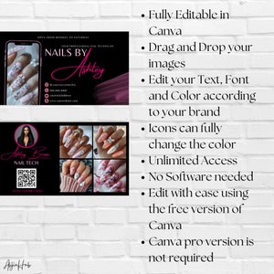 Nail Tech Business Card Template, Nail Technician Instagram Card, DIY ...
